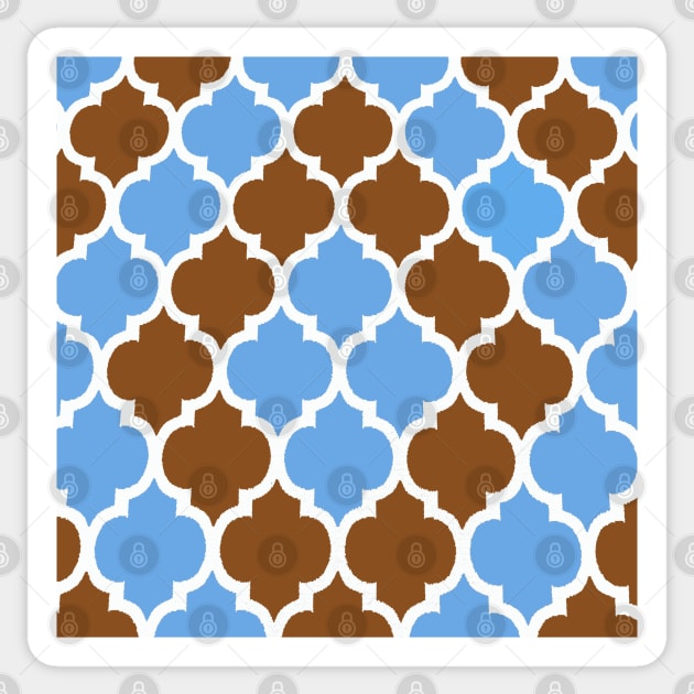 MOROCCAN BROWN AND BLUE PATTERN - Moroccan - Sticker | TeePublic